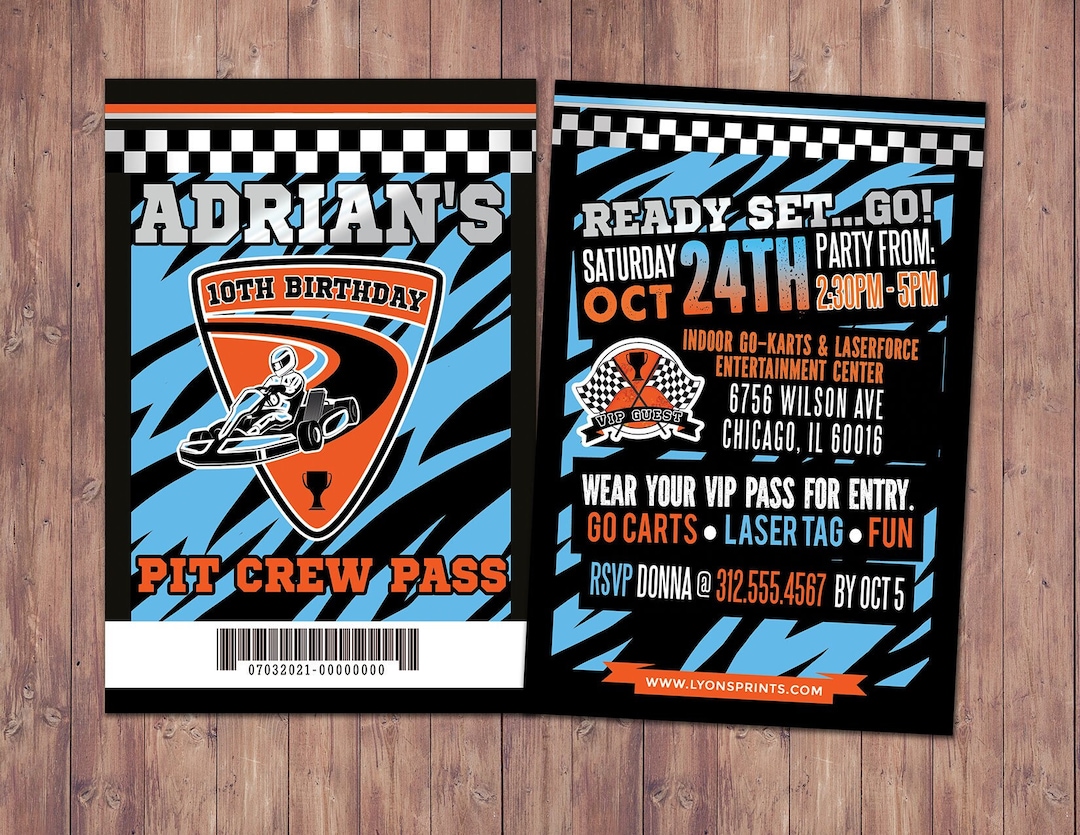 Go-kart Birthday Invitation, Karting Birthday Invitation, Go-kart Party ...