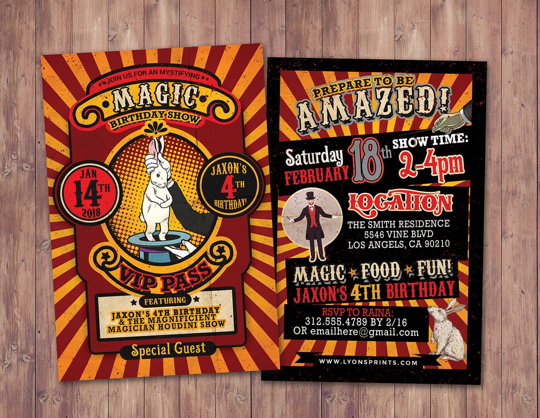 Magic Party Invitation Magic Birthday Invitation Magician Invitation ...