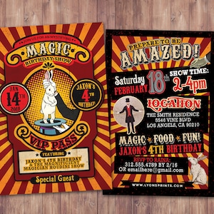 Magic Party Invitation Magic Birthday Invitation Magician Invitation ...