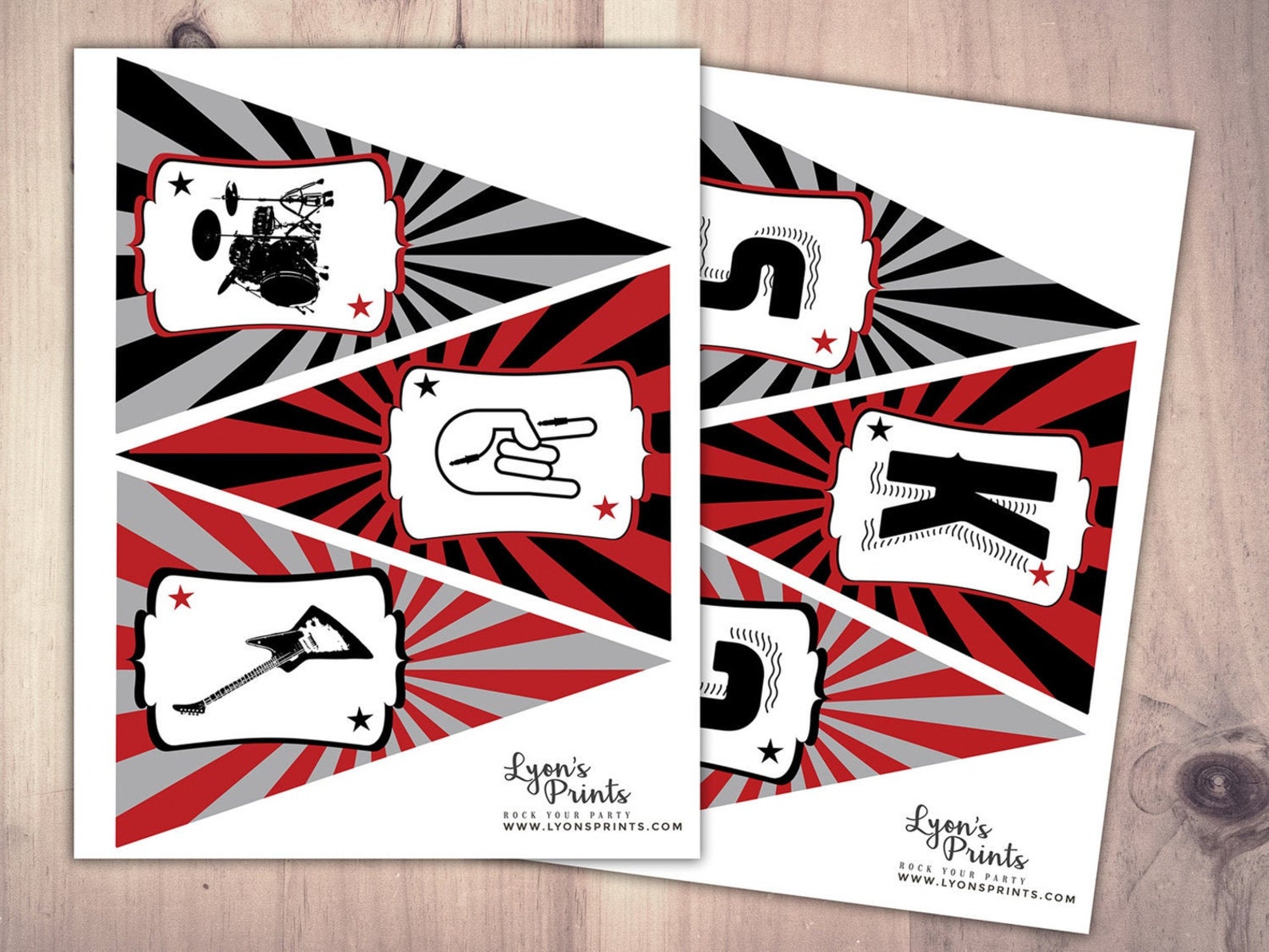 Rockstar Bunting Personalized DIY Printable Pennant Banner - Etsy