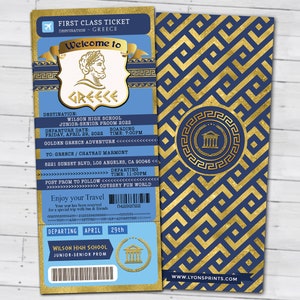 Prom, Passport and Ticket Invitation, Greece Passport, Mediterranean ...