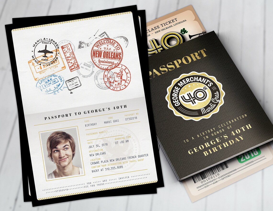 PASSPORT and TICKET Birthday Invitation Travel Birthday Party | Etsy