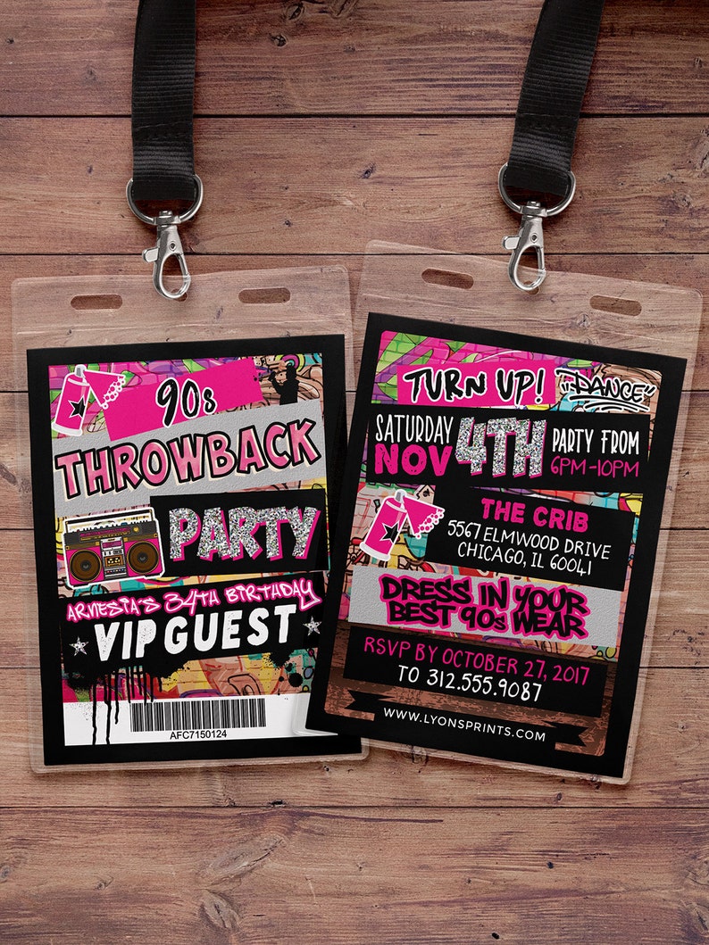 Hip Hop, Glow Party, VIP PASS, Backstage Pass, Throwback Party ...