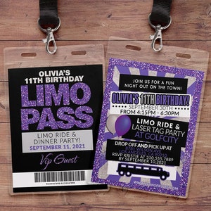 VIP PASS, Limo Pass, Birthday Party, 21st Birthday, Backstage Pass ...