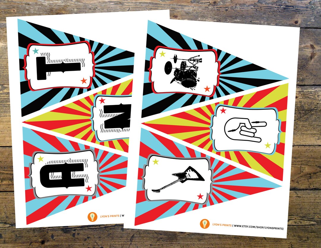 Rockstar Bunting, Personalized DIY Printable Pennant Banner, Baby ...