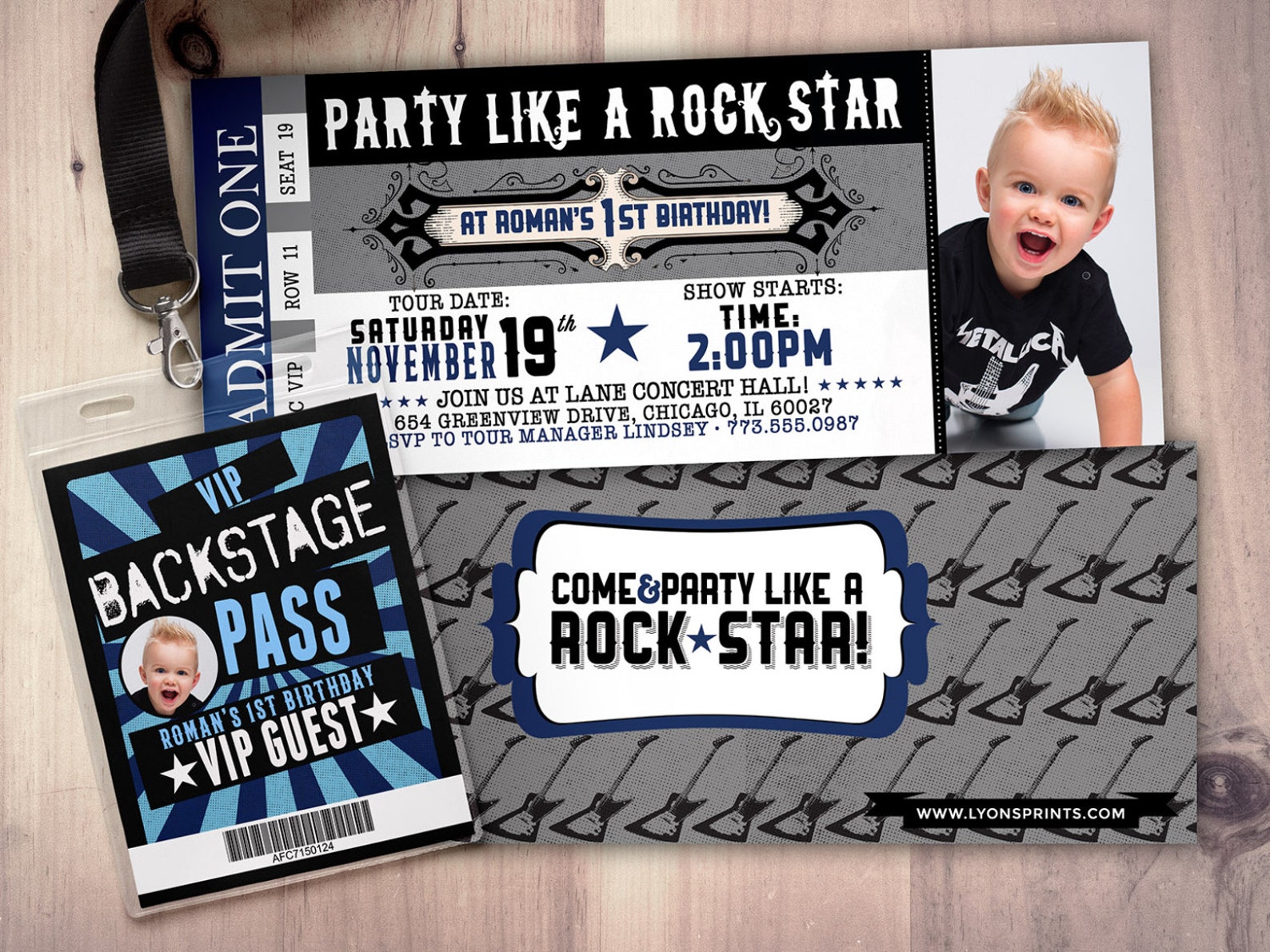 ROCK STAR Concert Ticket Birthday Party Invitation- Music Invitation ...