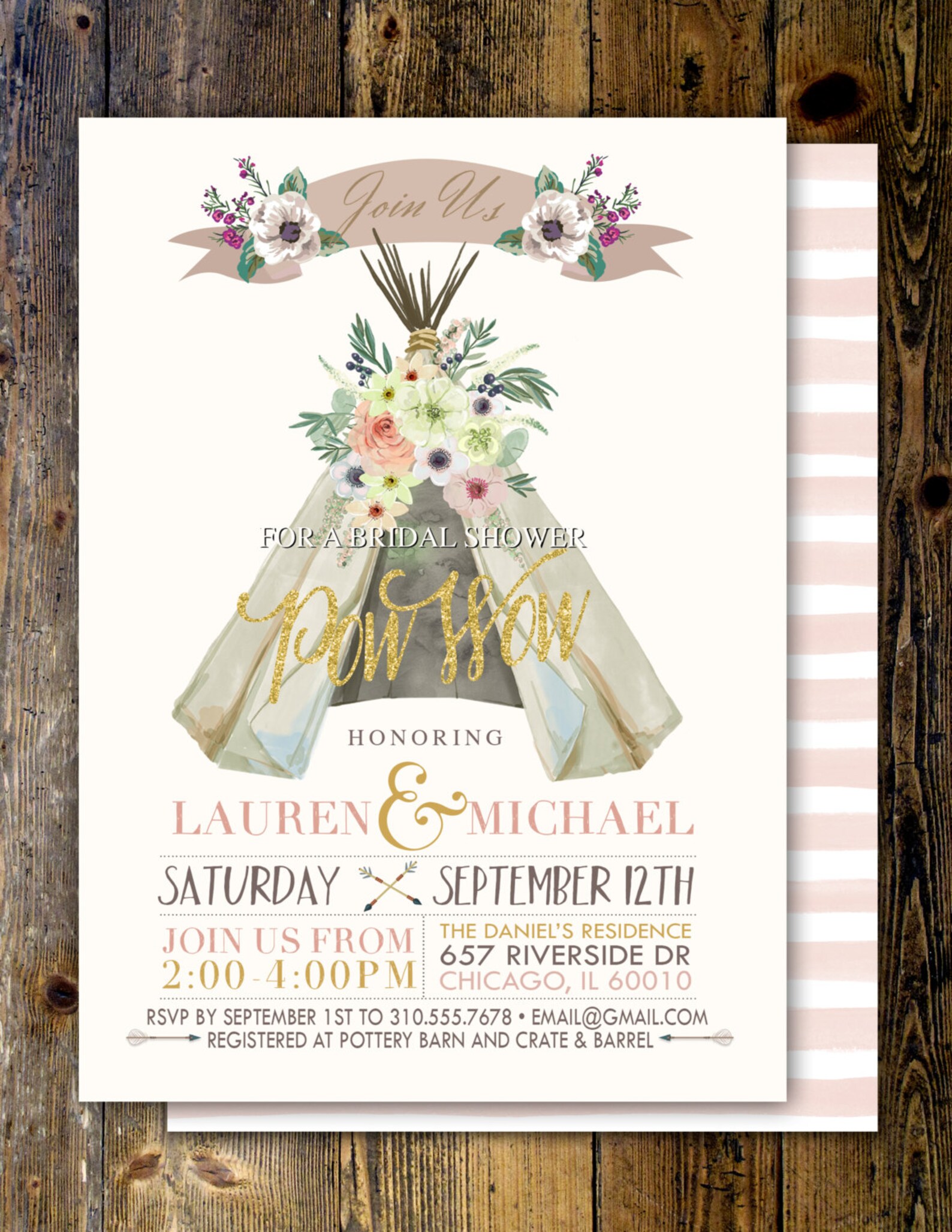 BOHO Bridal Shower Invitation, Aztec Shower Invite, Invitation, Aztec ...