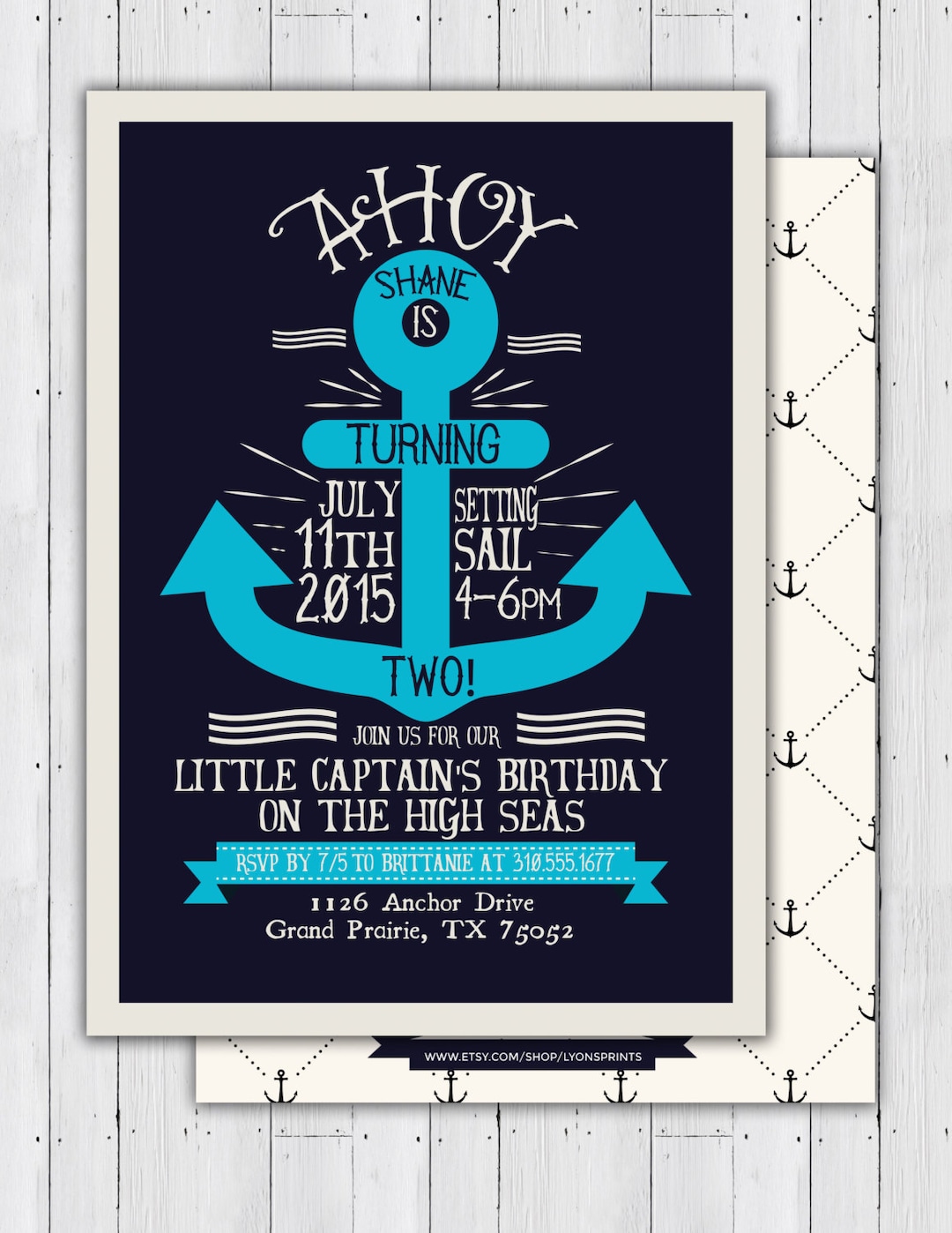 Nautical Birthday Invitation - Ahoy, Anchor, Sailboat Invitation ...