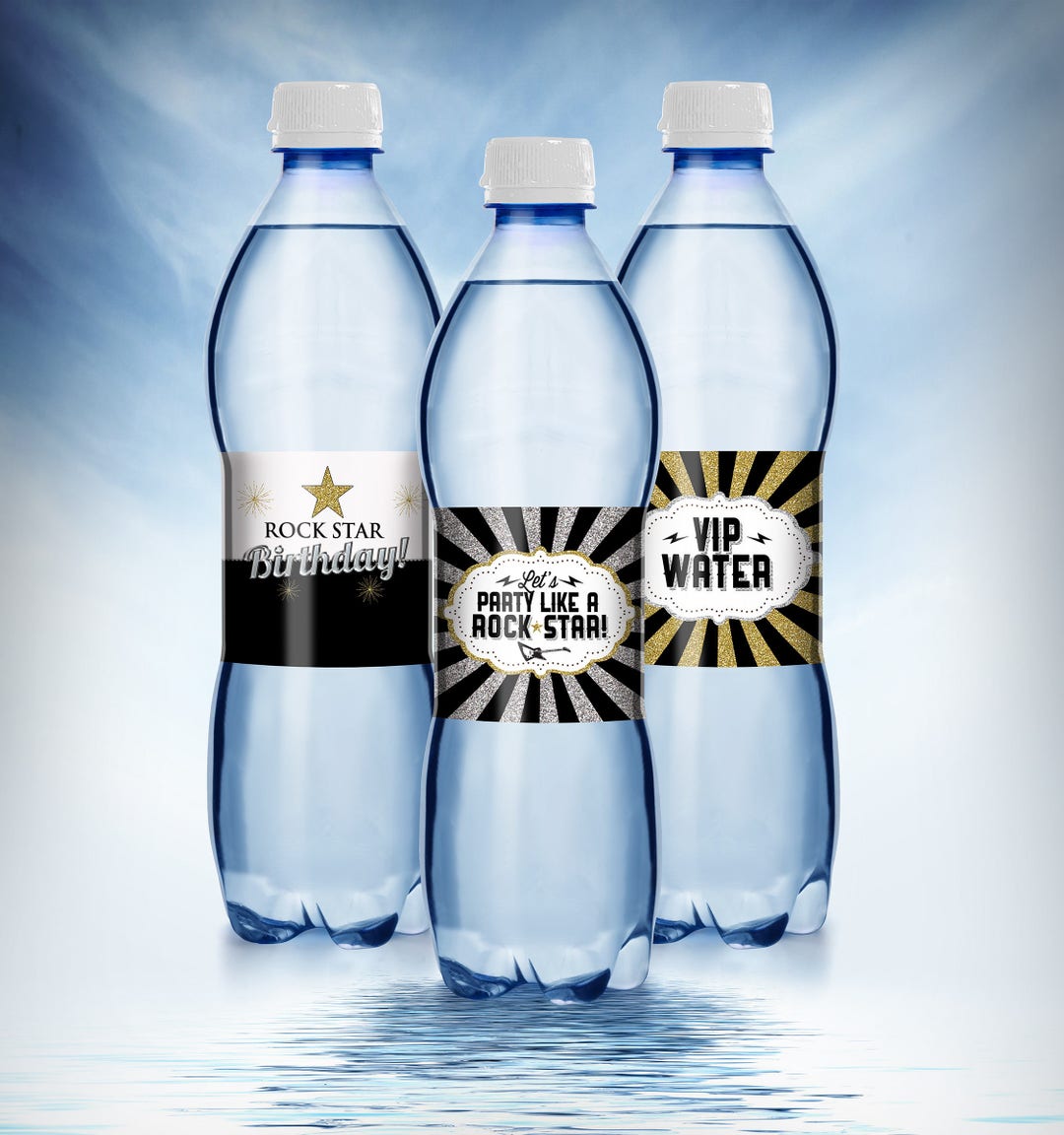 Rock Star, Water Bottle Labels for Birthday Party and Baby Shower ...