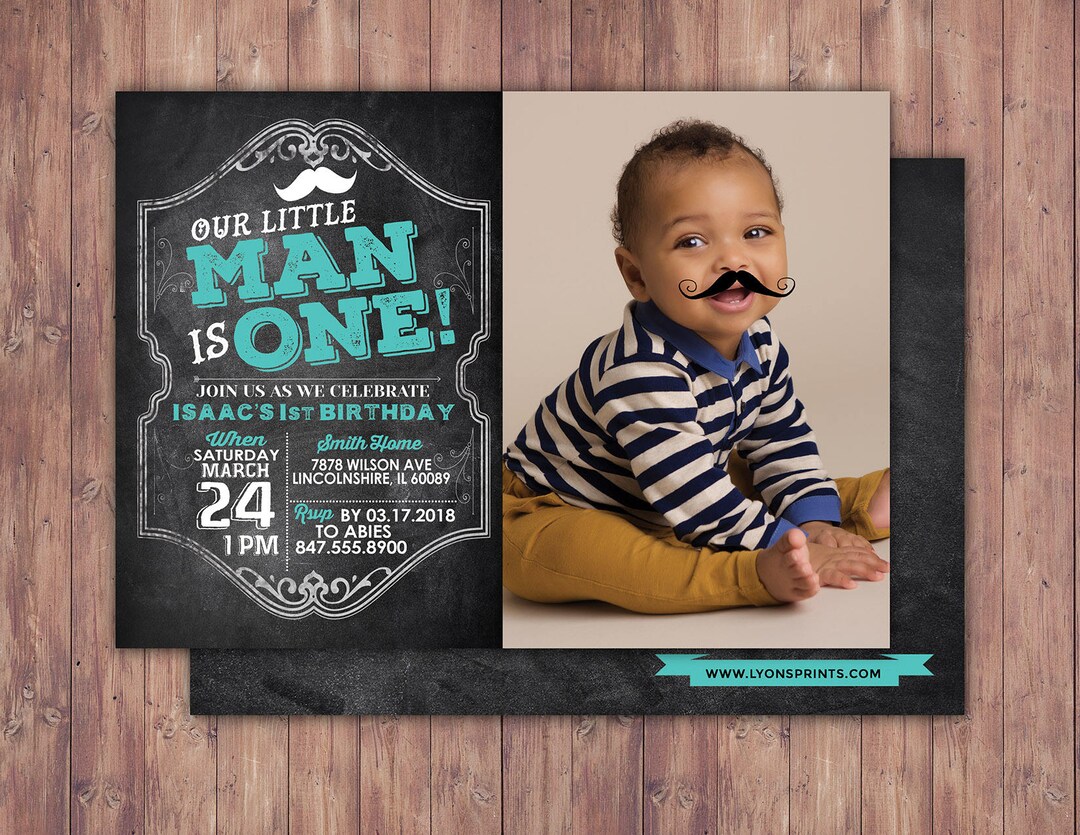 Little Man 1st Birthday Invitation – Mustache Bowtie (digital File) - Etsy