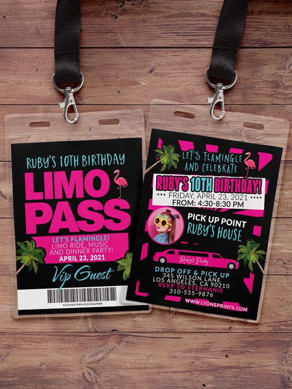 VIP PASS Limo Pass Birthday Party Flamingle Backstage | Etsy