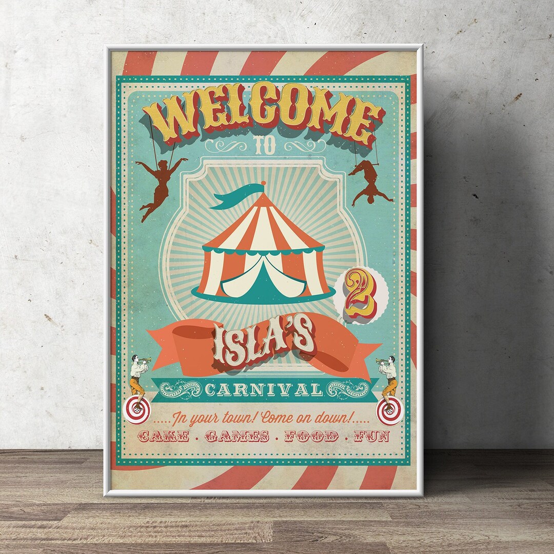 Carnival Party Sign, Circus Party Welcome Sign, Customized Printable ...