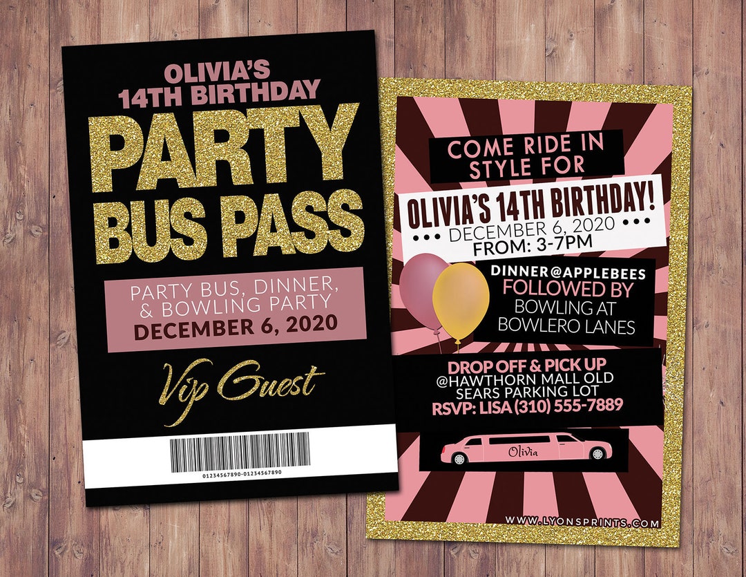 VIP PASS, Limo Pass, Birthday Party, 21st Birthday, Backstage Pass ...