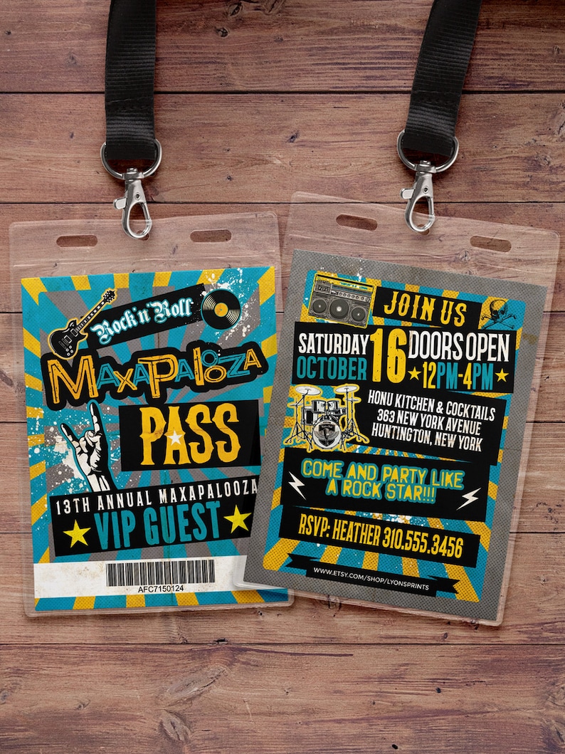 Rock Star, VIP PASS, Backstage Pass, Vip Invitation, Birthday, Pop Star ...