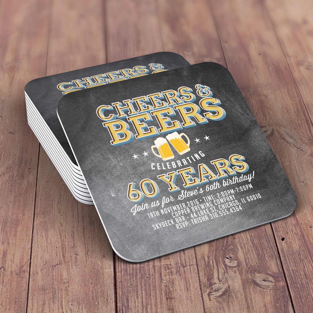 Digital Logo File, Coaster, Cheers and Beers Invitation, Beer, 21st ...