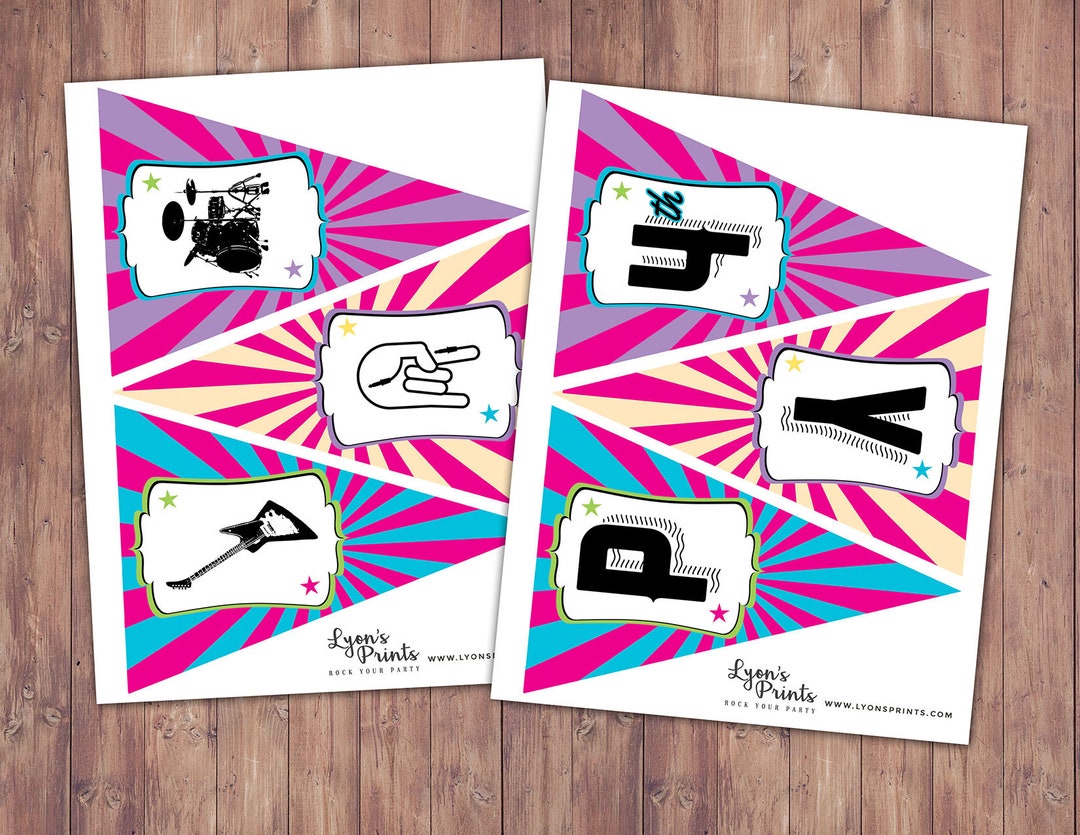 Rockstar Bunting, Personalized DIY Printable Pennant Banner, Baby ...