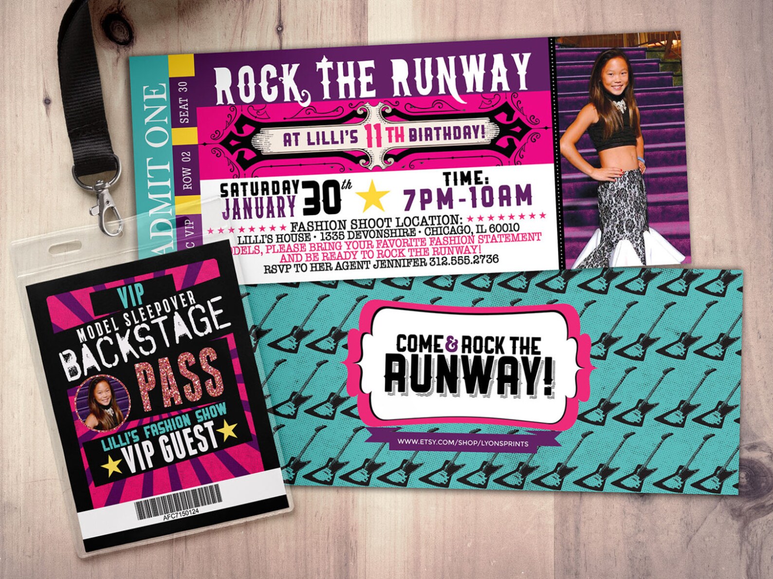 Rock the Runway Ticket Birthday Party Invitation Popstar | Etsy