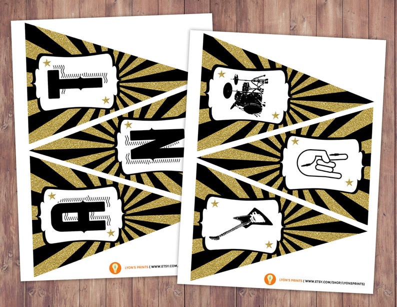 Rockstar Bunting, Personalized DIY Printable Pennant Banner, Baby ...