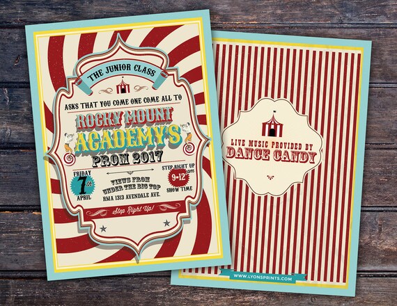 CIRCUS Party Prom Invitation Carnival Invitation-prom | Etsy