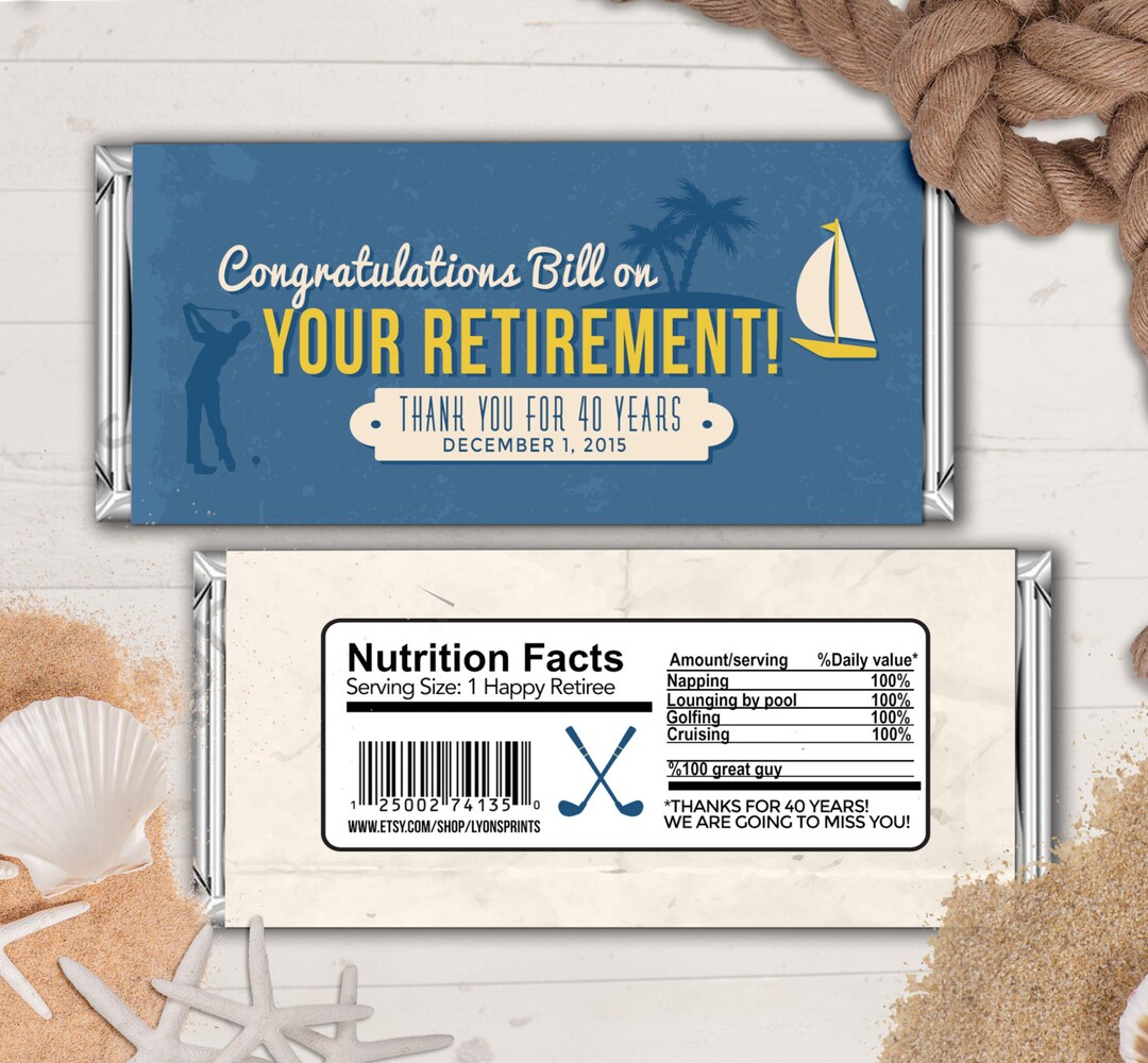 Retirement Candy Bar Wrapper, Printable Digital File,candy Bar, Golf ...