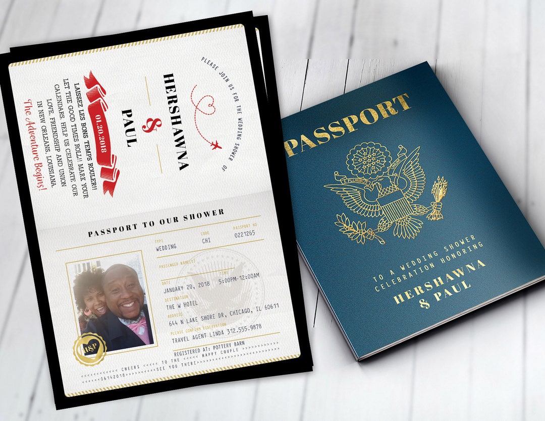 PASSPORT, Couples Shower, Wedding Shower, Travel Birthday Invitation ...