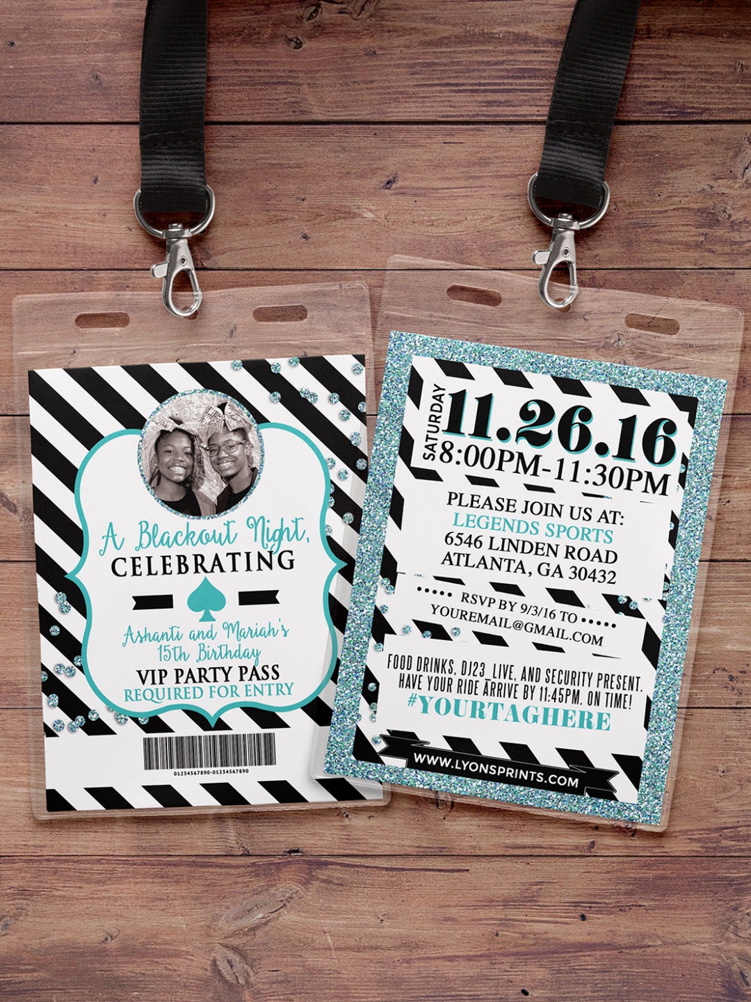 VIP PASS, Invitation, Spade Party, White Party, 21st Birthday, Sweet 16 ...
