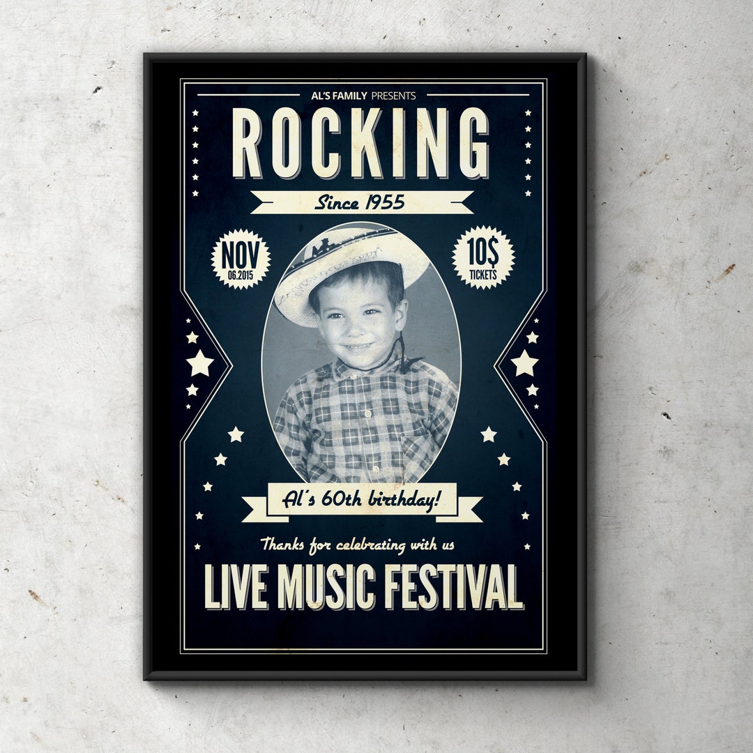Rock Star Poster, Sign, Rock Star Invitation, Concert Ticket Birthday ...