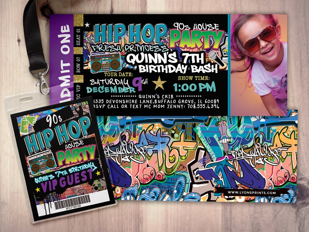 Hip Hop Birthday Invitation, Ticket Invitation, Hip Hop Party ...