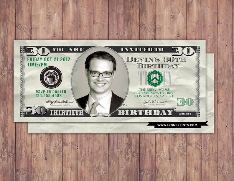 ANY AGE, Money, Invitation, 21st, 30th, 40th, 50th, 60th, 70th ...