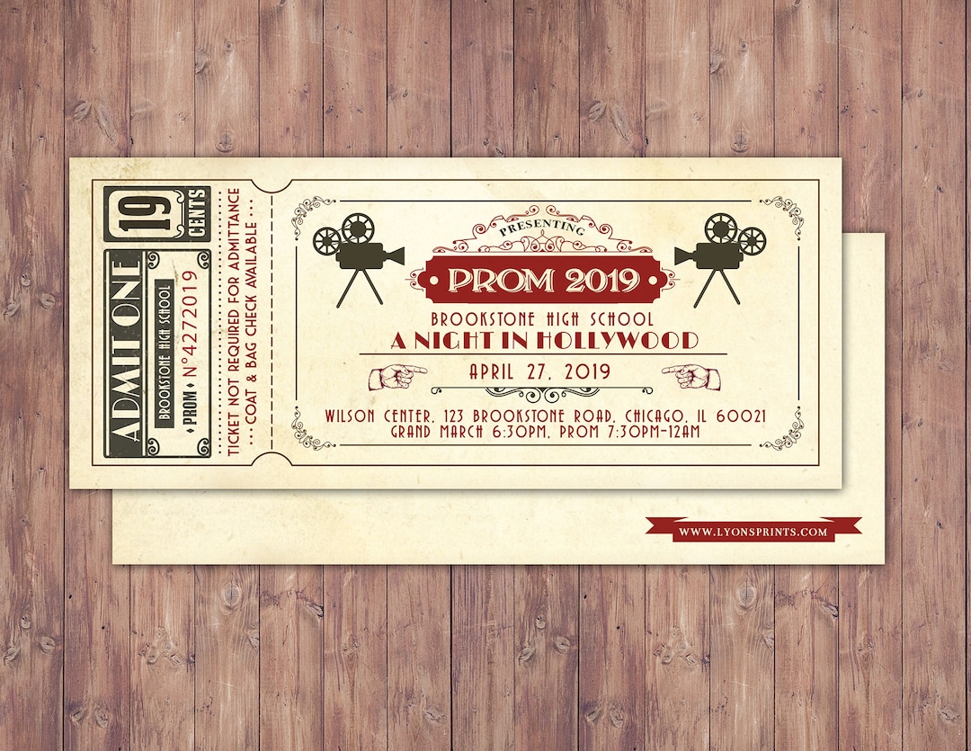 PROM, Art Decovintage Retro Save the Date Ticket Announcement, Wedding ...