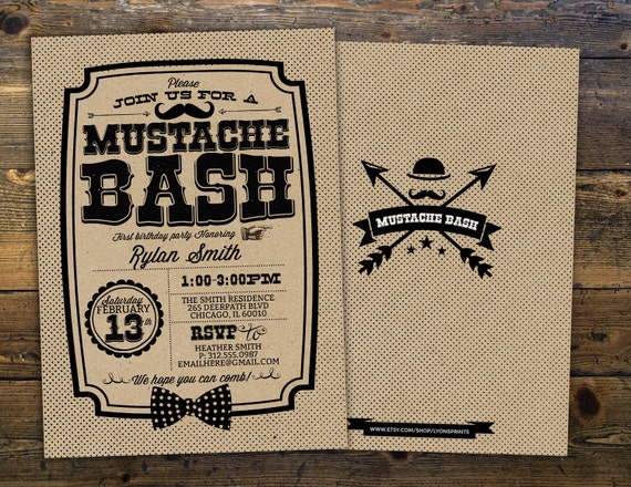 Mustache Bash Birthday Invitation Mustache Birthday Invite | Etsy