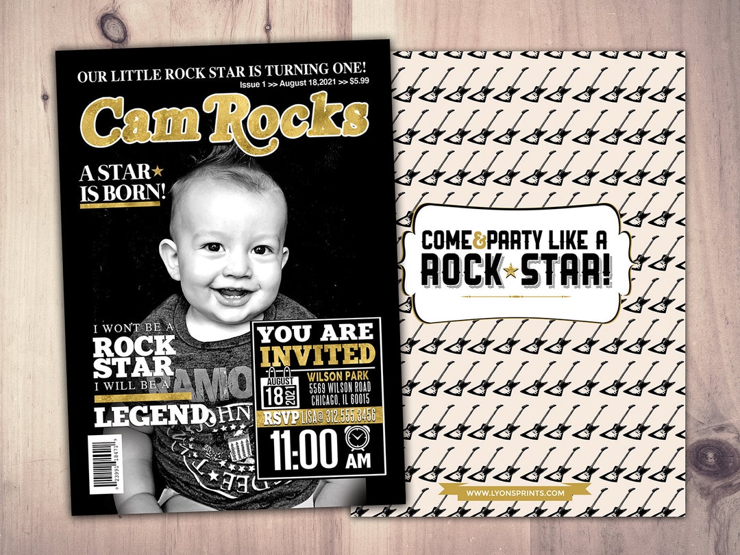 Rock Star Magazine Theme Birthday Invitation, Rockstar, Baby Shower ...
