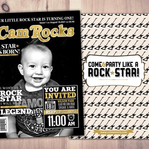 Rock Star Magazine Theme Birthday Invitation, Rockstar, Baby Shower ...