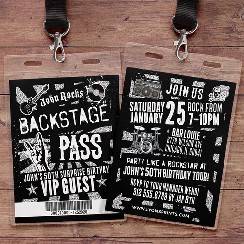 Punk Rock VIP PASS Backstage Pass Vip Invitation Birthday - Etsy