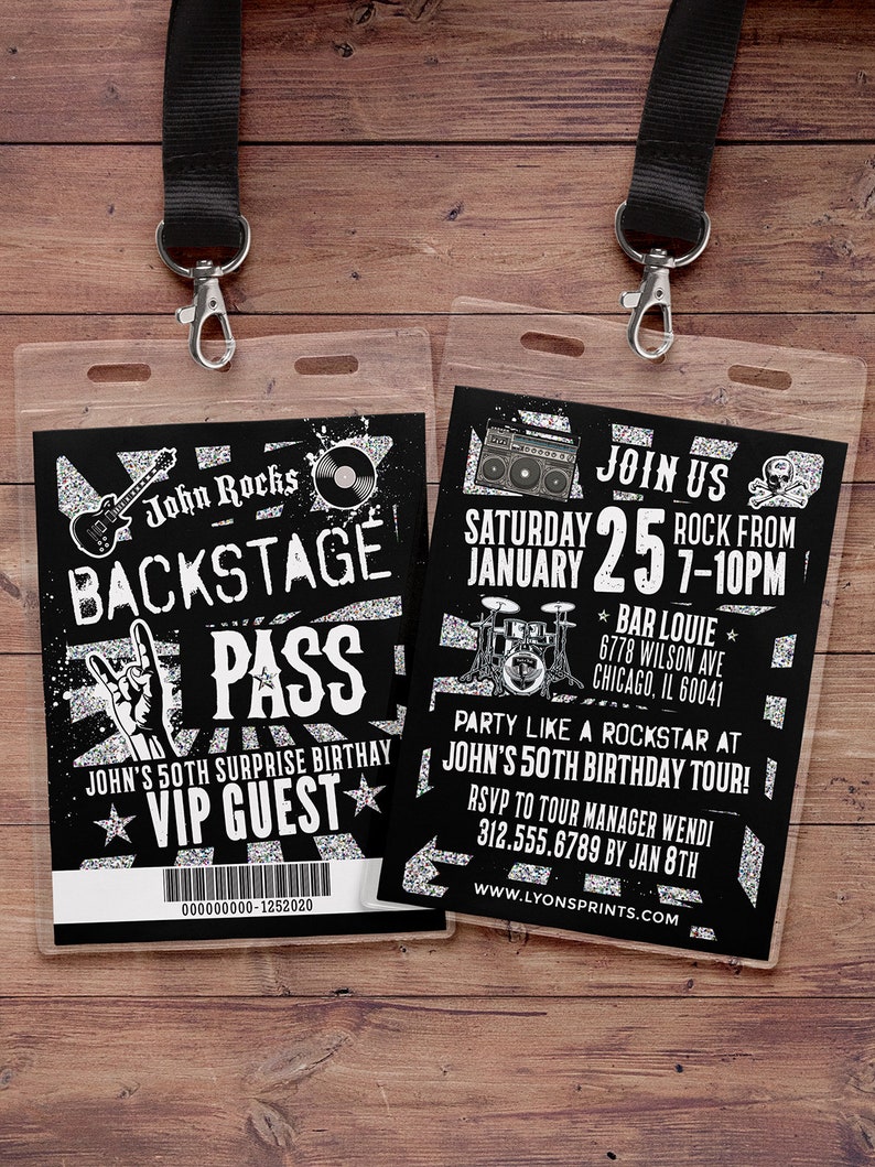 Punk Rock VIP PASS Backstage Pass Vip Invitation Birthday - Etsy