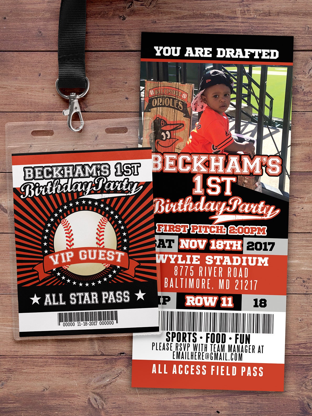 Baseball ticket Invitation // All Star Birthday // VIP pass | Etsy