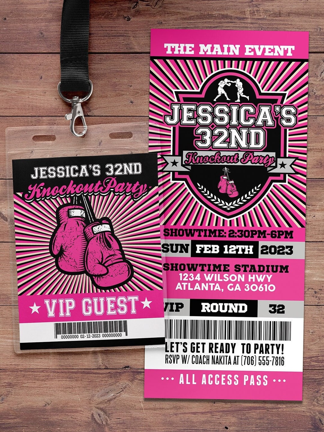 Boxing Ticket Invitation, Knockout Invite, Boxing Birthday Party ...