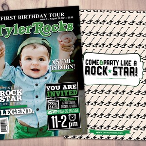 Rock Star Magazine Theme Birthday Invitation, Rockstar, Baby Shower ...