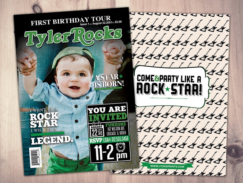 Rock Star Magazine Theme Birthday Invitation Rockstar Baby - Etsy