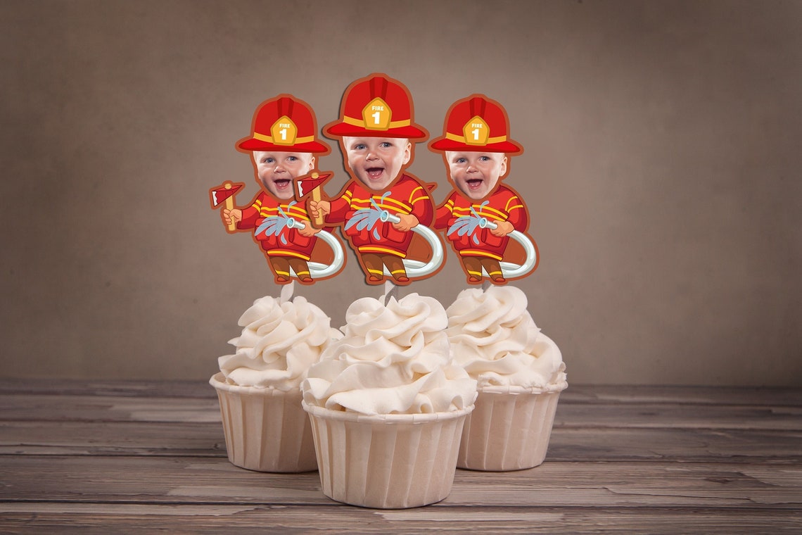 Fireman Cupcake Toppers Birthday Fireman Fireman Party | Etsy