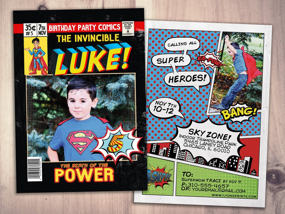 Comic Birthday Invitation, Superhero Invitation, Comic Invitation ...