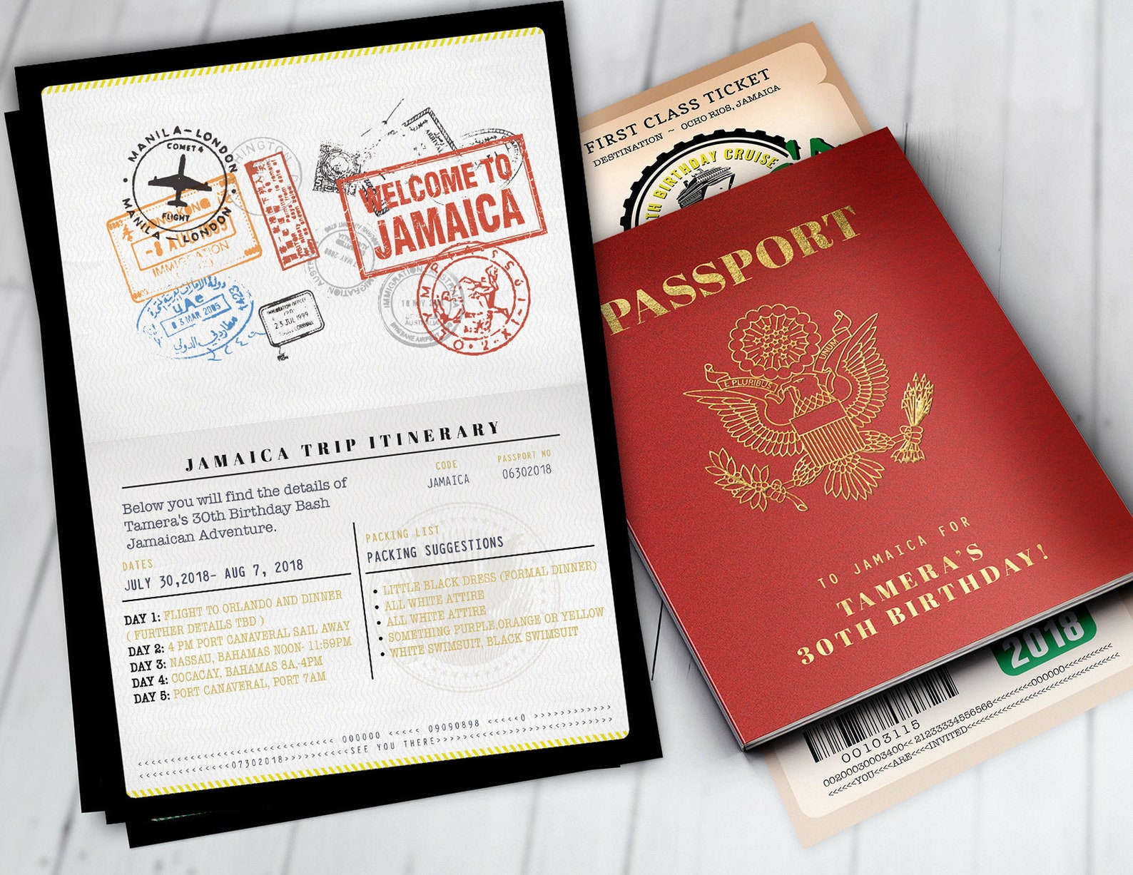 Passport and Ticket Birthday Invitation, Cruise Party Invitation ...