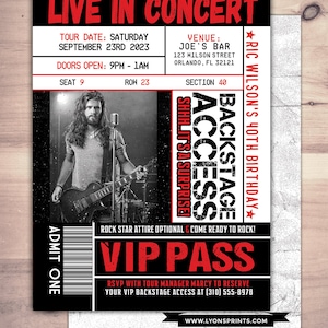 VIP Pass Invitation, Backstage Pass, VIP Invitation, Birthday Invite ...