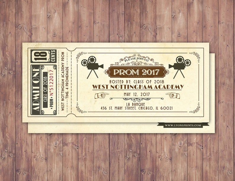 PROM, Art Decovintage Retro Save the Date Ticket Announcement, Wedding ...