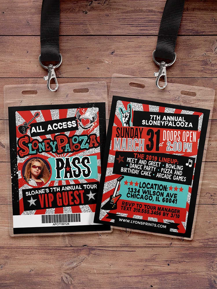 Rock Star, VIP PASS, backstage pass, Vip invitation, birthday, pop star ...