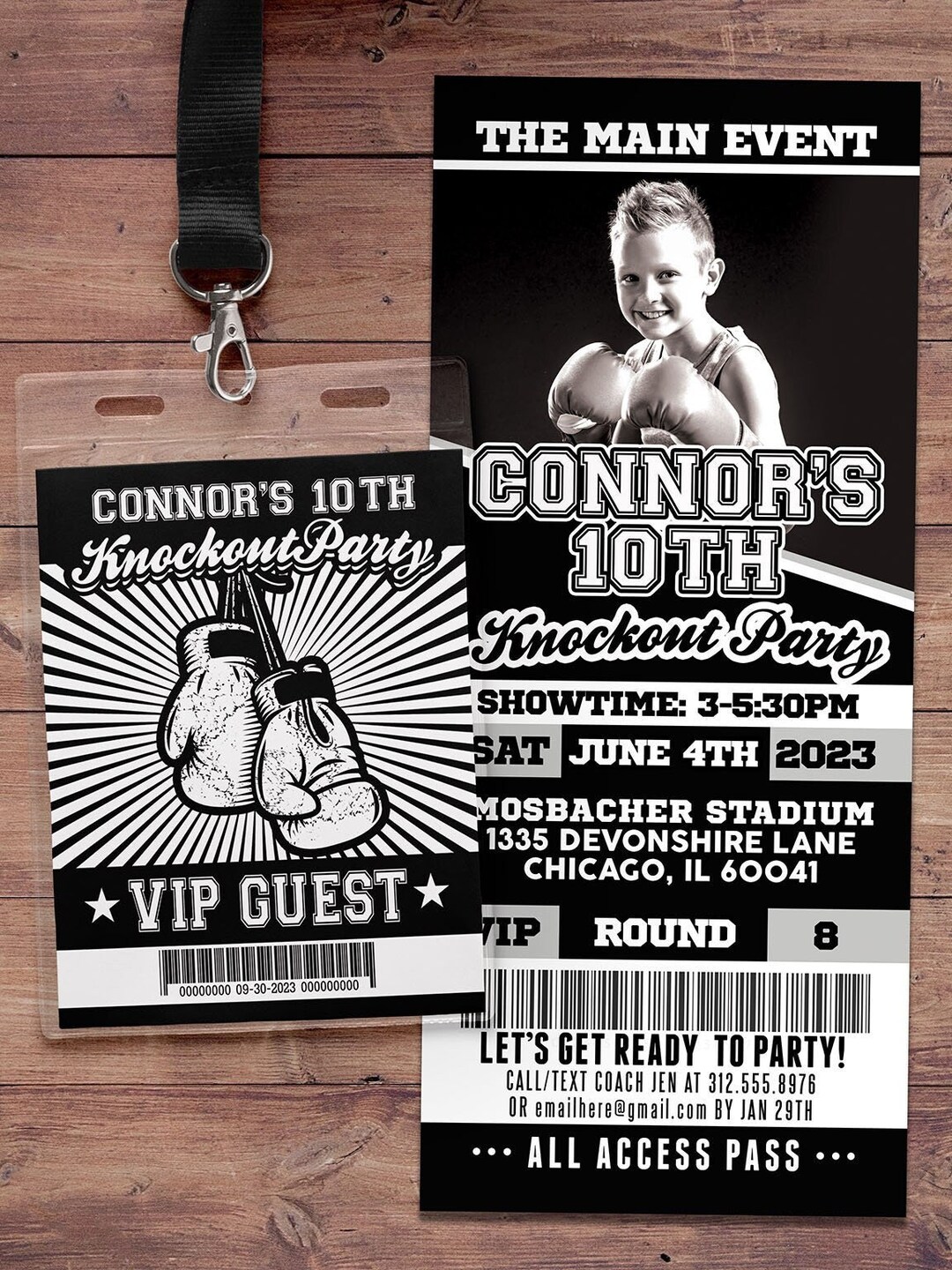 Boxing Ticket Invitation, Knockout Invite, Boxing Birthday Party ...