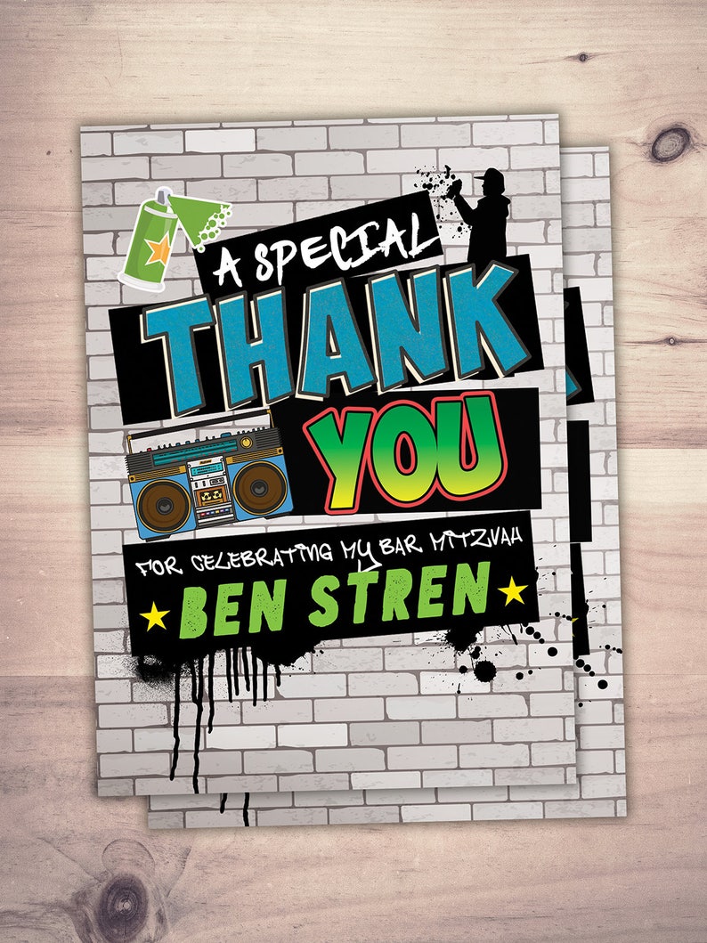 Thank You Card Hip Hop Birthday Thank You Card Push It - Etsy