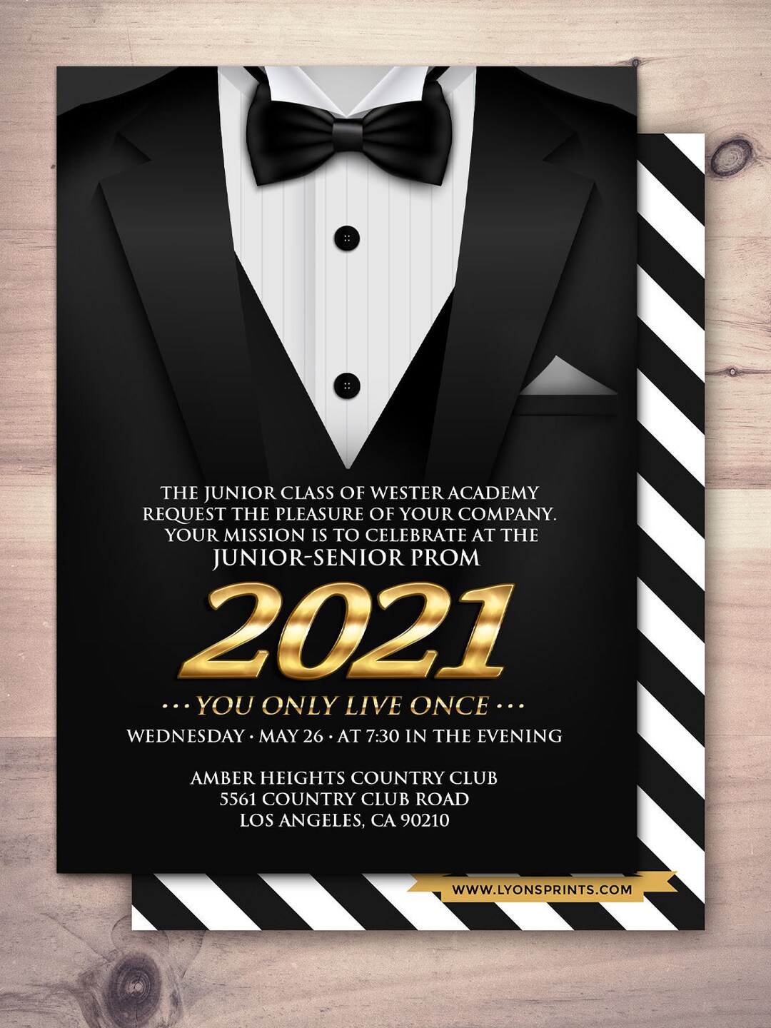 Tuxedo Prom Invite, Secret Agent, Detective Invite, School Dance Invite ...