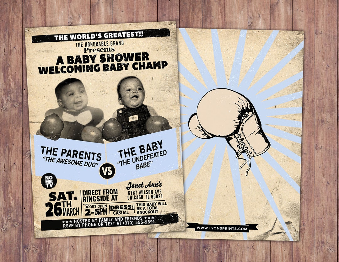 Boxing Baby Shower Invitation, Boxing Birthday Invitation, Boxing, Baby ...