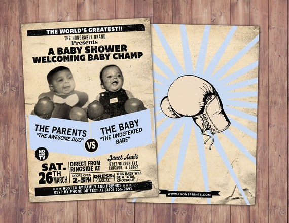 Boxing baby shower invitation, boxing birthday invitation, boxing, baby ...